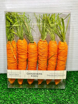 6 Large Raffia Primitive Easter Farmhouse Spring Summer Carrots Decor ...