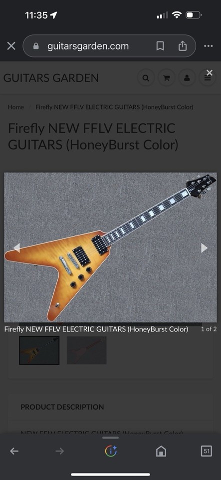 Firefly FFLV Honeyburst V-Shaped Electric Guitar | eBay