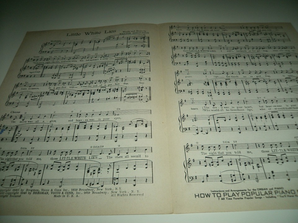 DICK HAYMES 1948 vintage sheet music "LITTLE WHITE LIES" by WALTER ...