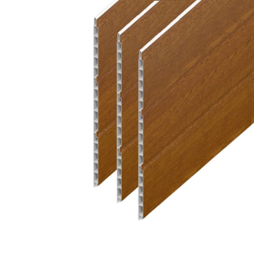 Hollow Cladding Soffit Board Golden Oak UPVC Plastic 300mm x 5m Tongue ...
