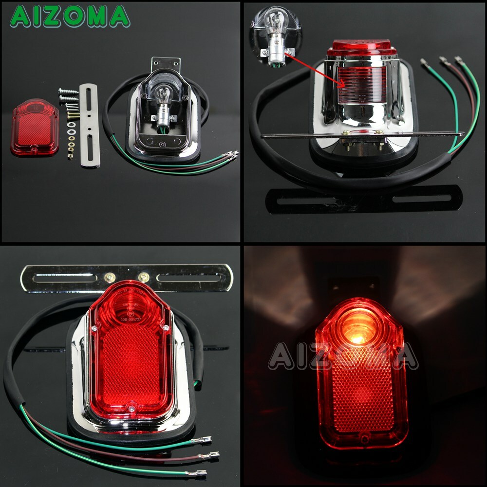 Chrome Motorcycle Tombstone Brake Tail Light Lamp For Harley Softail ...