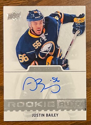 2016-17 JUSTIN BAILEY UPPER DECK PREMIER ROOKIE AUTO RC CARD #62 SABRES ...