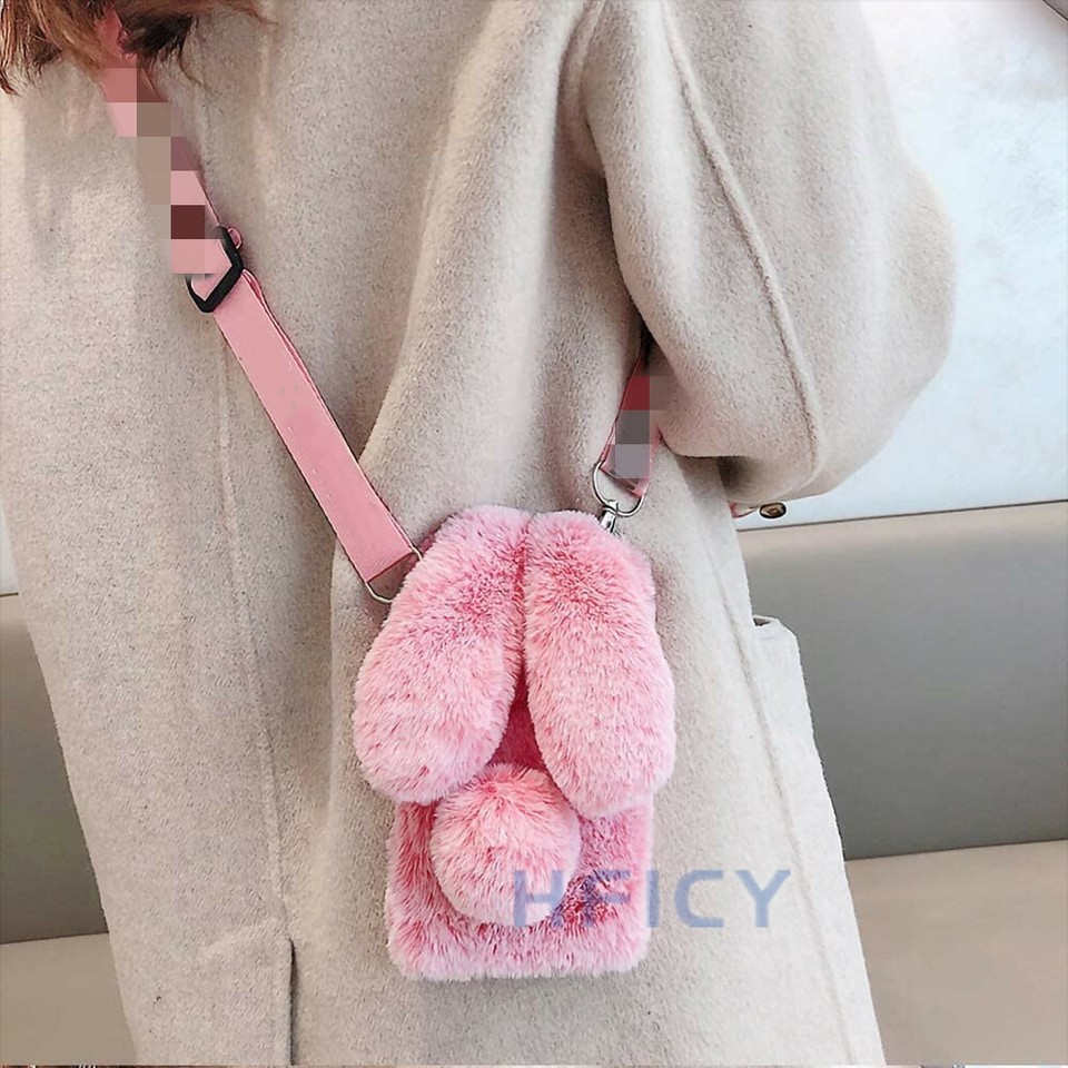 For Google Samsung Soft Phone Case Cute Bunny Rabbit Fur Plush Fuzzy ...