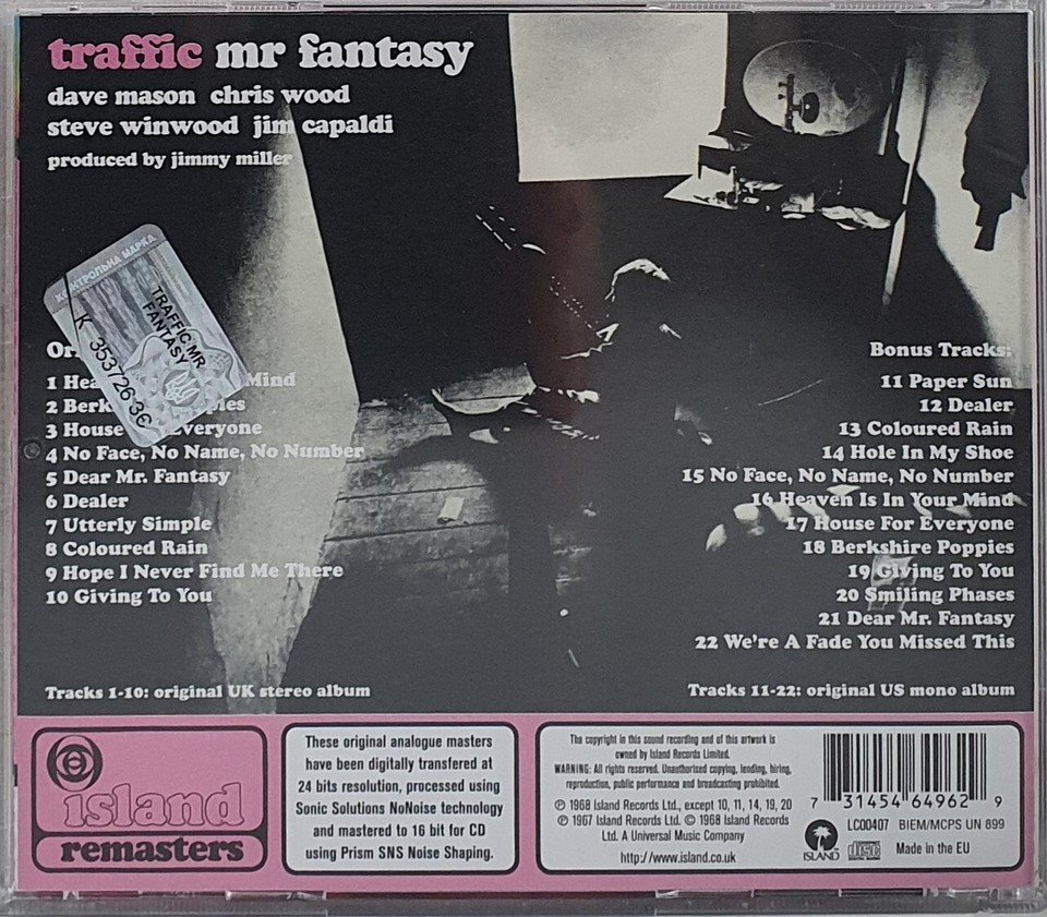 Traffic – Mr. Fantasy, CD New sealed, Island Remasters Series ...