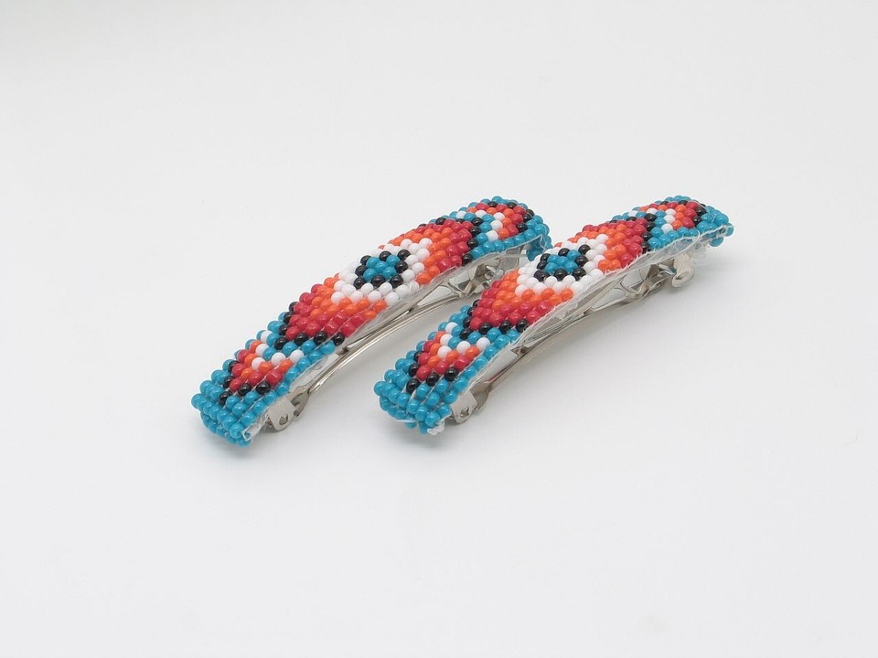 Native American Bead and Leather Navajo Handmade Hair Clips | eBay
