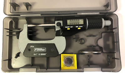 Fowler 54-860-661-0 Point Anvil & Spindle Electronic Micrometer, 0-1 ...