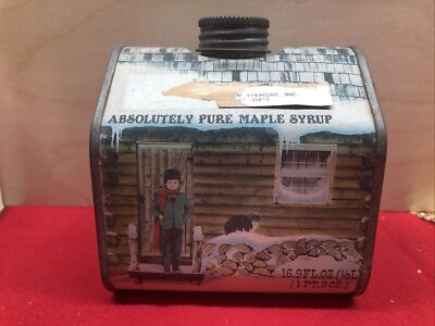 Vintage 1984 Vermont Absolutely Pure Maple Syrup Log Cabin Tin New ...
