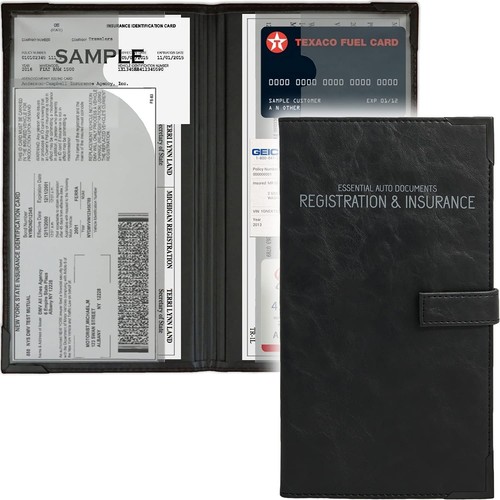 Auto Insurance Card Holder - Vehicle Document Organizer - PU Leather ...