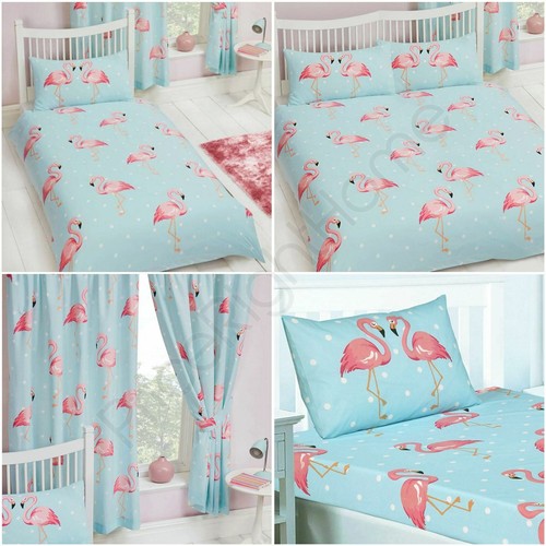 FIFI FLAMINGO BEDROOM - SINGLE DOUBLE DUVET COVER / FITTED SHEET ...
