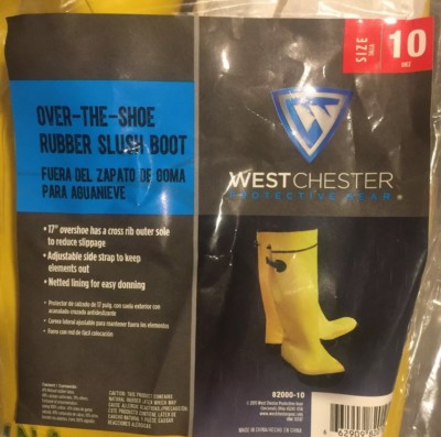 West Chester Over-the-Shoe Rubber Slush Boot, 17", Size 10, Yellow 8200 ...