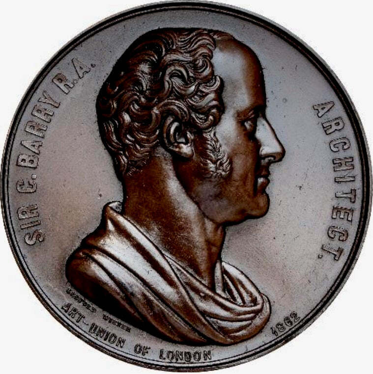 1862 Sir Charles Barry Art Union of London 59.5mm bronze medal BHM 2712 ...