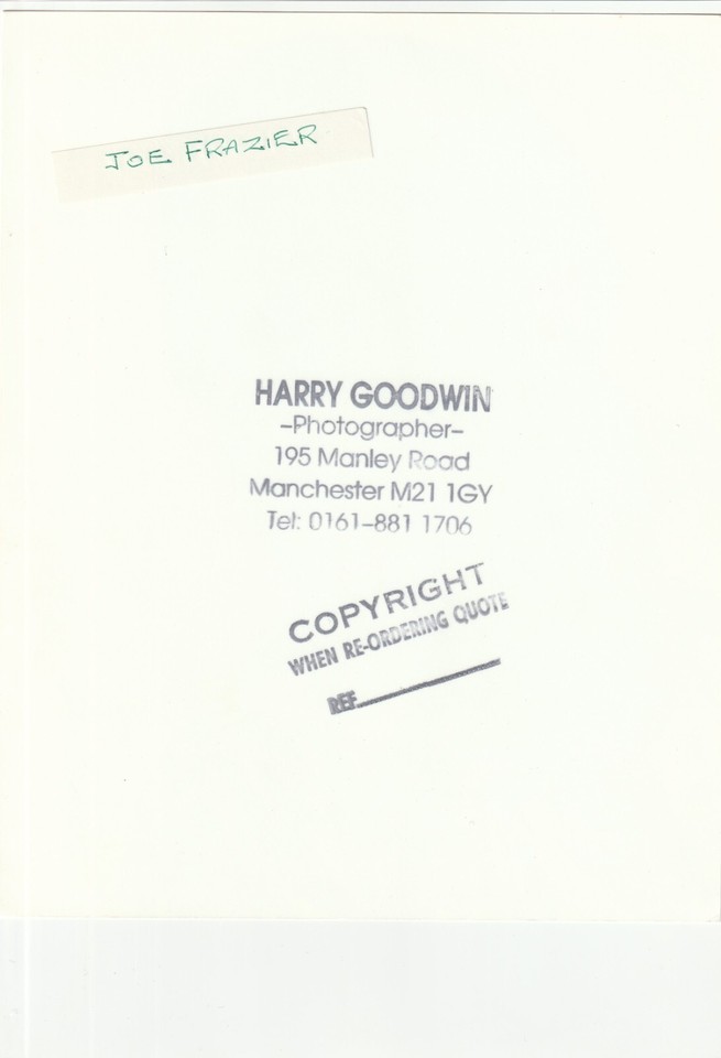 JOE FRAZIER CLOSE UP PHOTO TAKEN BY HARRY GOODWIN ANGELO DUNDEE ESTATE ...