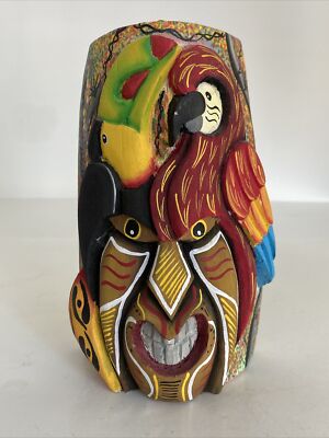 Authentic Hand Carved Wood Costa Rican Boruca Mask Colorful Vibrant ...