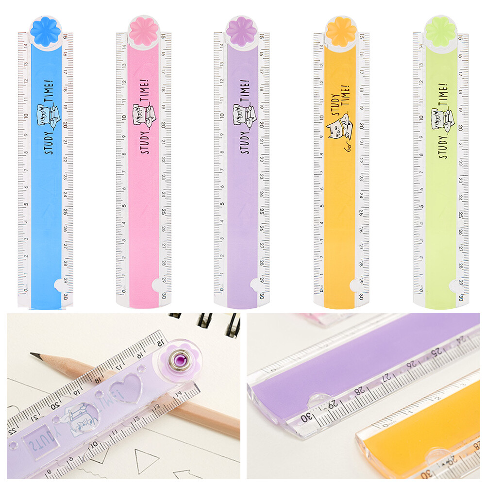 30cm Folding Ruler School Stationary Multi Colors Plastic Transparent ...