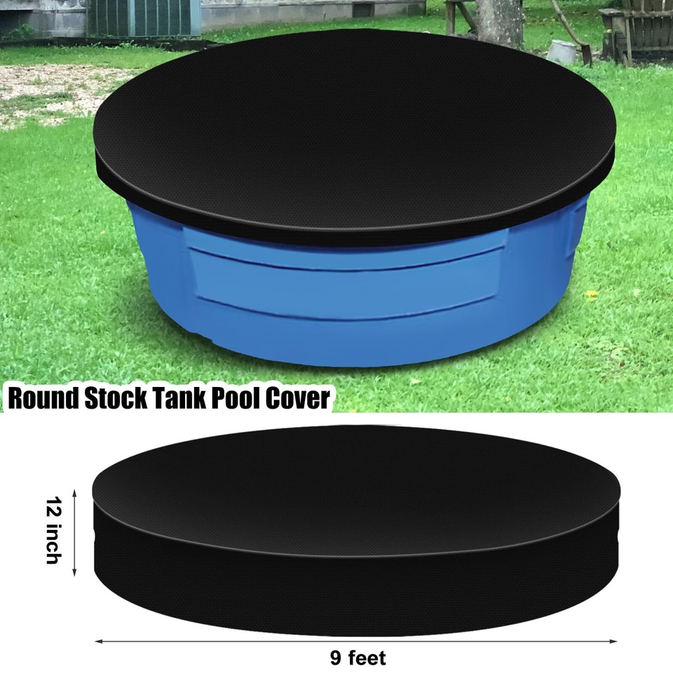 9 Feet Plastic Round Stock Tank Pool Cover, Waterproof Stock Tank Pool ...