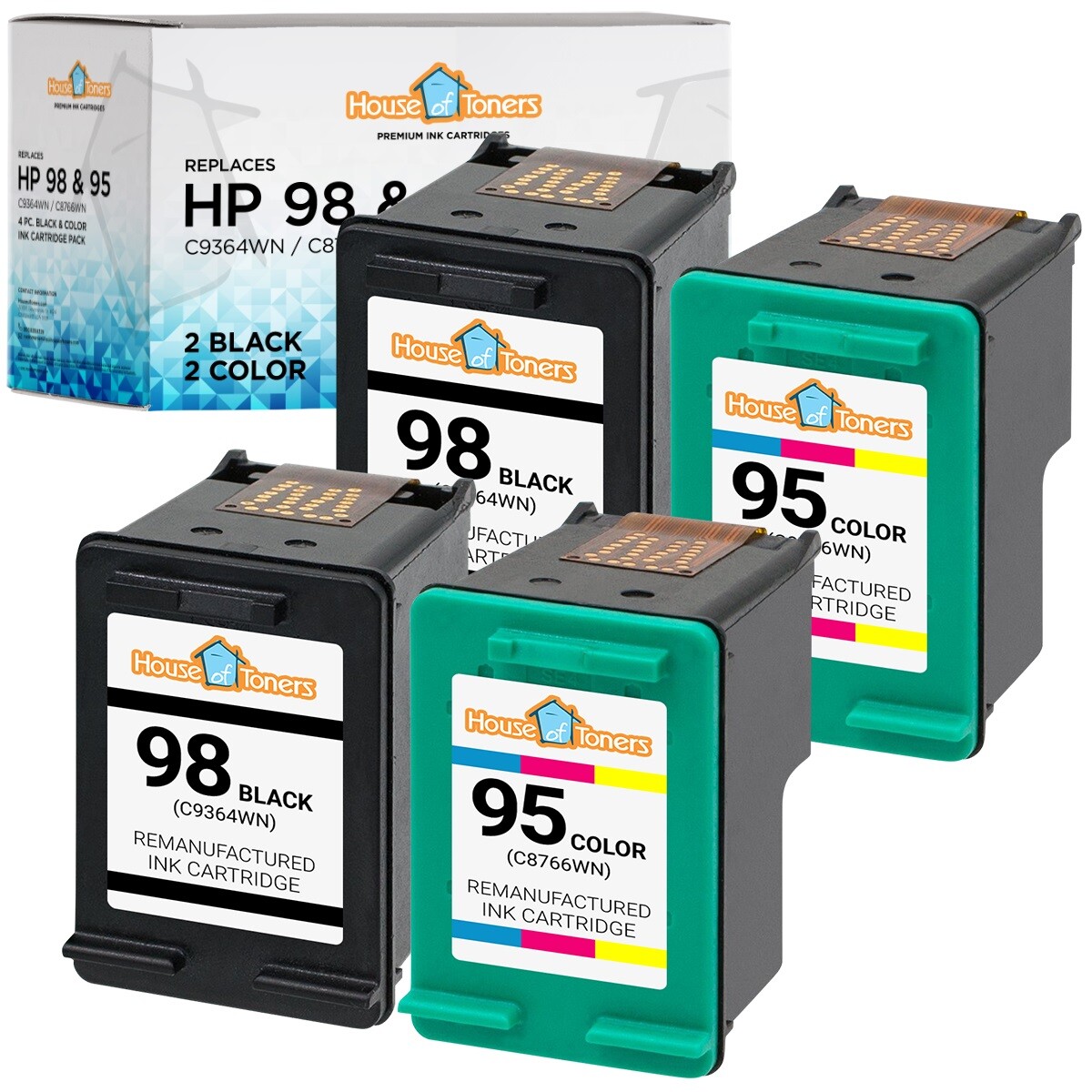 4PK Fits HP 95 HP 98 Ink Cartridges for HP Deskjet Officejet Photosmart ...
