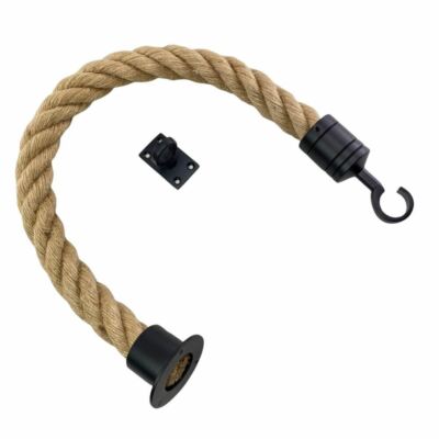 32mm Natural Hemp Barrier Rope x 1 Metre Black Cup Hook Eyeplate | eBay UK