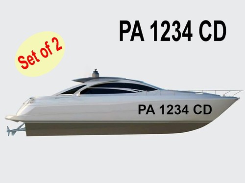 Set of 2 Custom Boat Registration Numbers Jet Ski Letters Decals 3" x ...