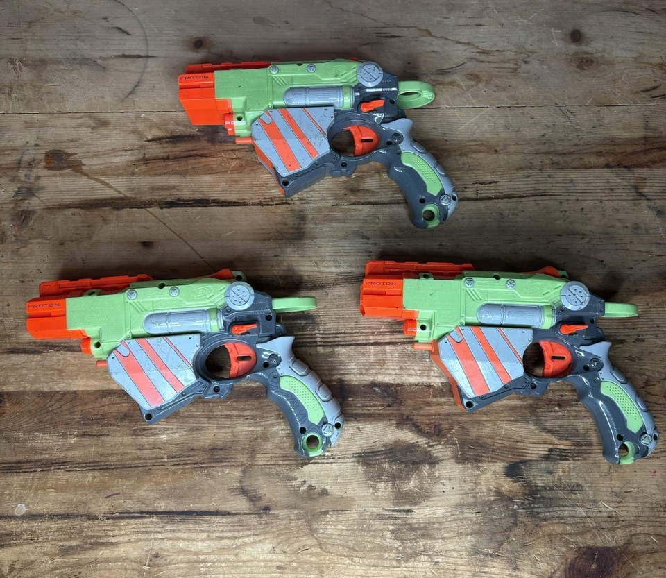 Nerf Vortex Proton Lot Of 3 Blasters Foam Disc Tested Working Launcher ...