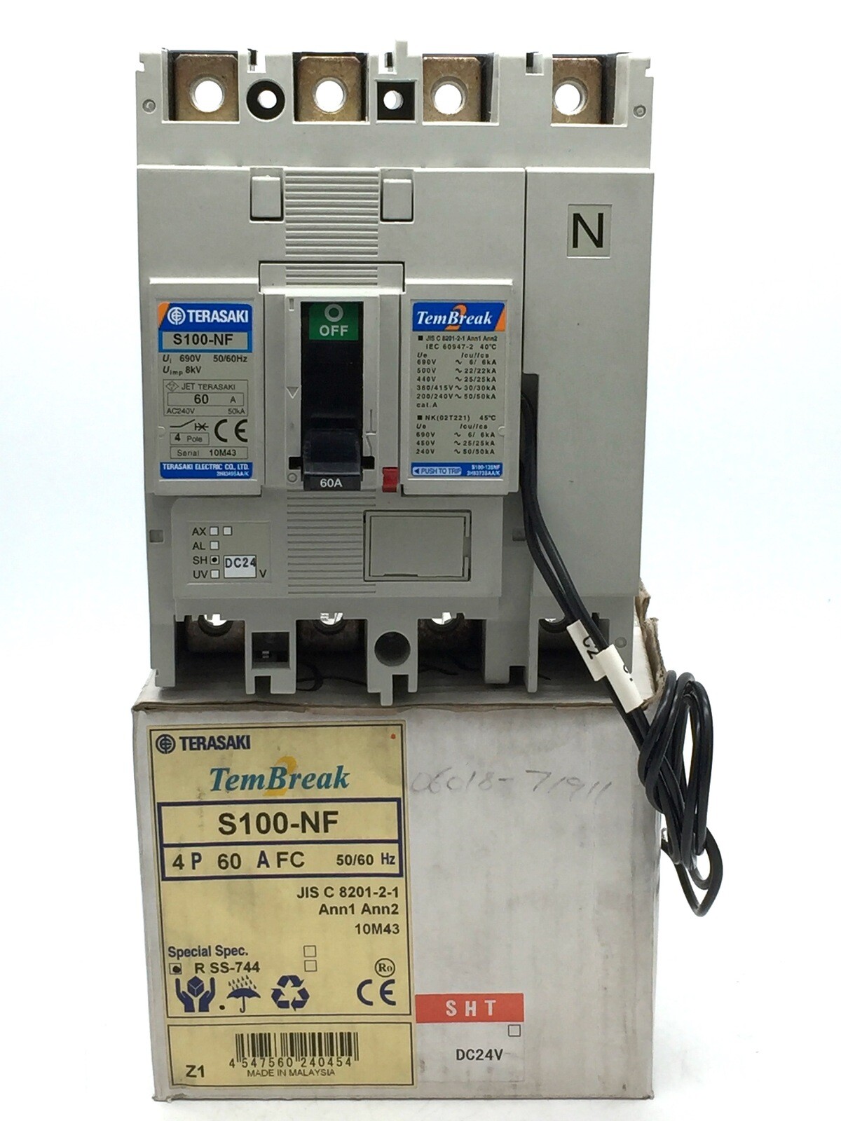 TERASAKI TEMBREAK2 S100-NF 3-POLE MOLDED CASE CIRCUIT BREAKER 15 A for ...