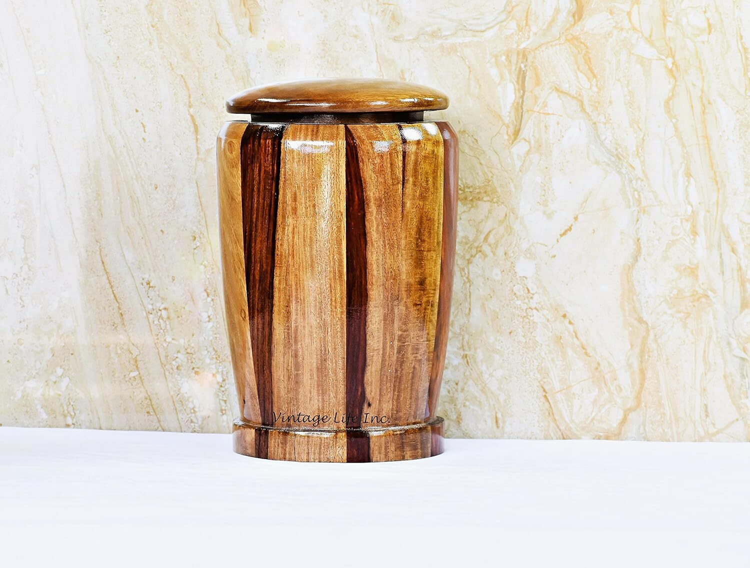 Wooden Cremation Urn Handmade Funeral Jar for Pets | Large Keepsake ...