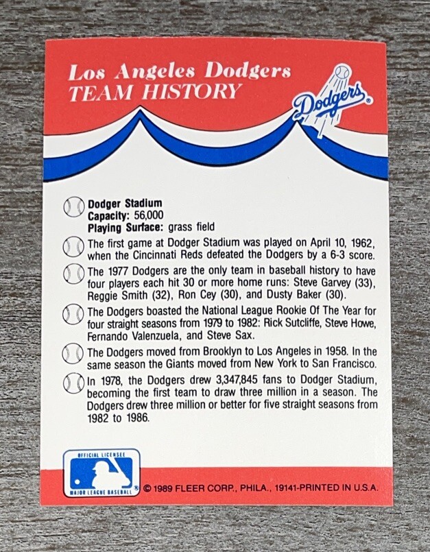1989 Fleer Team Sticker Dodgers Expos A’s Mariners *F785* | eBay
