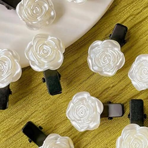 20 Pcs Mini Camellia White Flower Hair Clips for Girls Mini Cute Claw ...
