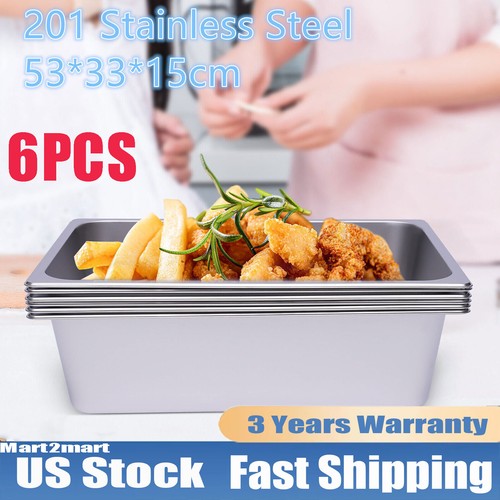 6 Pack 6 In Deep Full Size Steam Table Pans Stainless Steel Pan Hotel ...