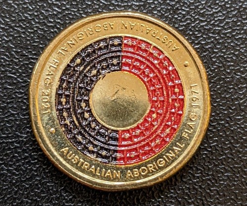 2021 AUSTRALIAN TWO DOLLAR COIN - $2 - ABORIGINAL FLAG 50TH - COLOURED ...