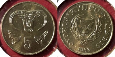 Cyprus 1983 5 Cents Bull KM-55.1 Nickel brass BUNC #110 - US Seller | eBay