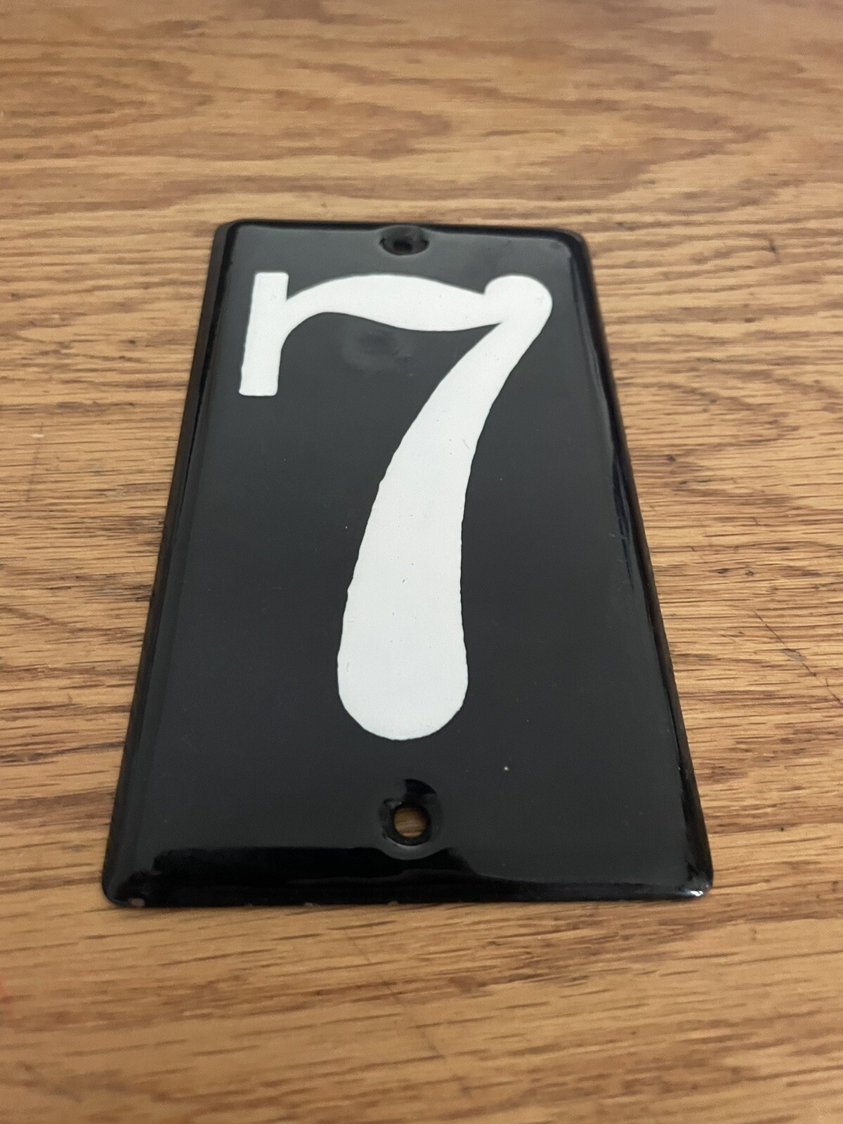 VINTAGE Enameled Porcelain Sign House-Door HOTEL ROOM Number 7 3" x 2. ...