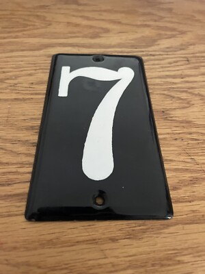 VINTAGE Enameled Porcelain Sign House-Door HOTEL ROOM Number 7 3" x 2. ...