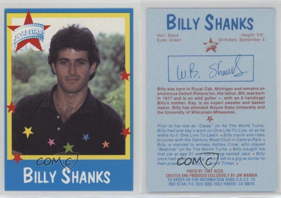 1990 Red Star Jim Warren Soap Stars Billy Shanks 6f8 | eBay