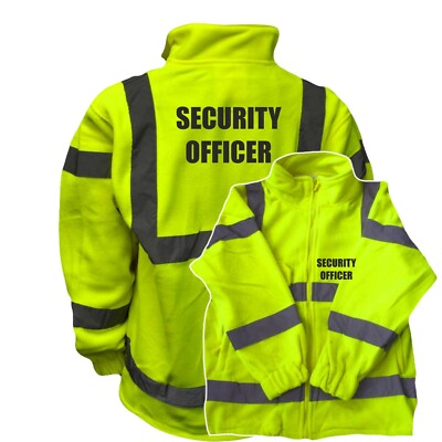 SECURITY OFFICER YELLOW HIGH VISIBILITY FLEECE HI VIS VIZ SAFETY JACKET ...