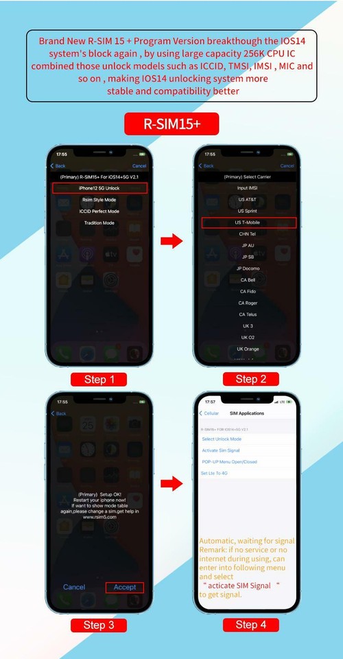 R-SIM 15+ Turbo Sim Unlock Card Apple iPhone 12 X 8 7 7+ 6 6 Plus 6S 5S ...