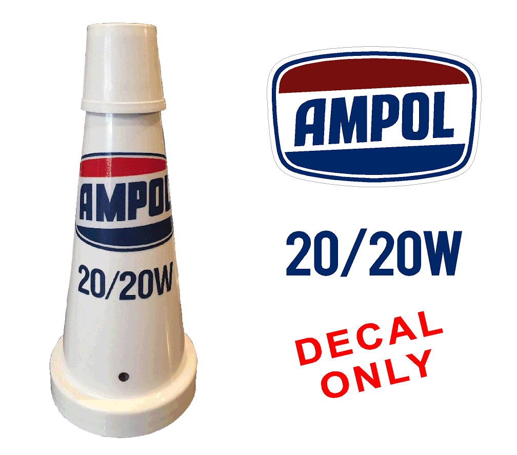VINTAGE AMPOL OIL BOTTLE POURER Decal Sticker Garage Mancave Motor Oil ...