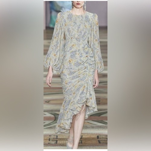 O.P.T One Pretty Time Floral Chiffon Ruched Puff Sleeve Dress | eBay UK