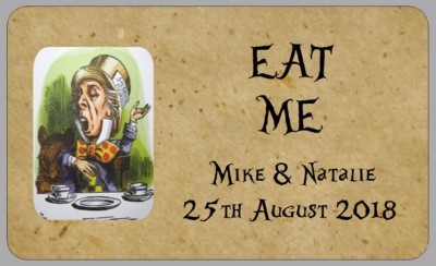 Vintage Style Mad Hatter Eat Me Labels Personalised Alice in Wonderland ...