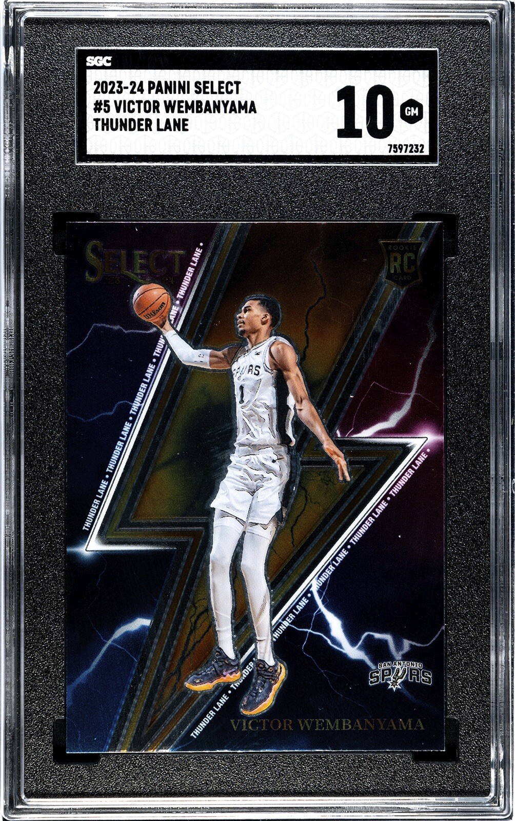 2023-24 Panini Select Victor Wembanyama Thunder Lane Rookie Card SGC 10 ...