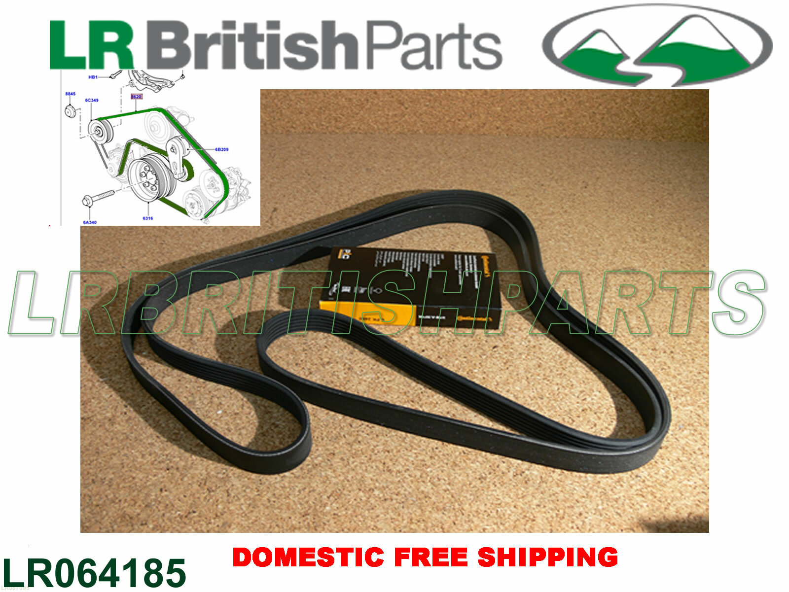 LAND ROVER PRIMARY DRIVE SERPENTINE BELT 5.0L RANGE ROVER LR4 SPORT NEW ...