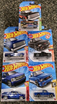 HOT WHEELS Lot Of (5) 2-83 Chevy Silverados 1-07 And 2-91 GMC Cyclones ...
