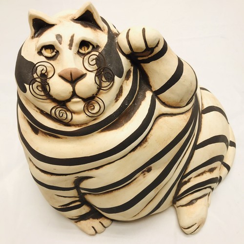 C Butler Jones Art Pottery Ceramic Cat Coin Bank Artist Vintage Wire ...