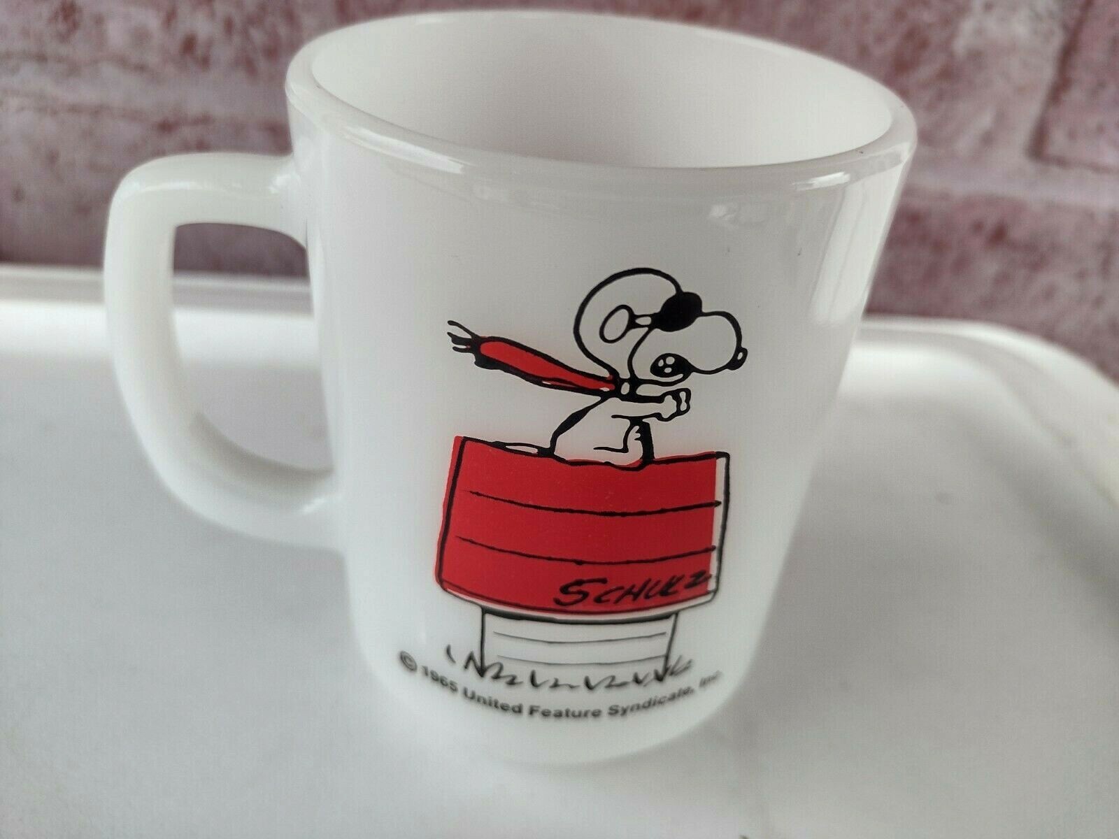Vintage 1965 Peanuts Snoopy CURSE YOU RED BARON! Mug Fire King Anchor ...