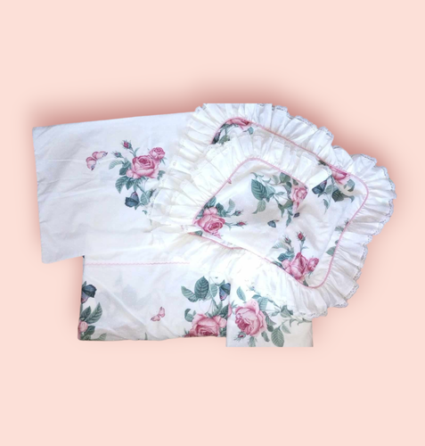 Vtg 90s full size frilly Rose sheet set | eBay
