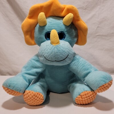 Hug Fun Triceratops Plush Teal Dinosaur Stuffed Animal Toy Big Sparkly ...