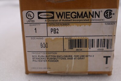 HUBBELL WIEGMANN PB2 PUSH BUTTON ENCLOSURE 6X3X3 STOCK #3069 | eBay