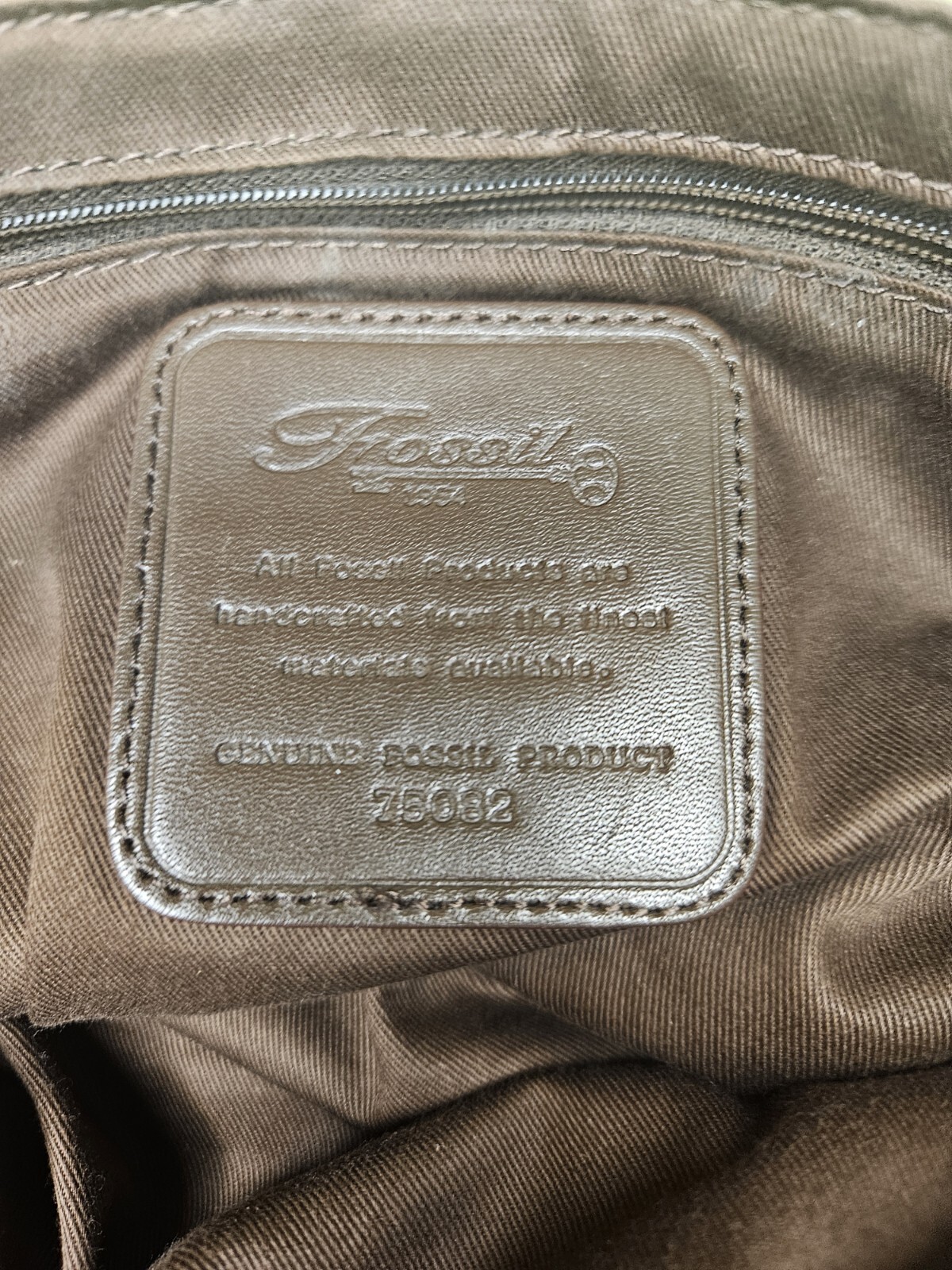 FOSSIL GREEN CANVAS BAG WITH BROWN LEATHER TRIM AND BROWN LINING | eBay