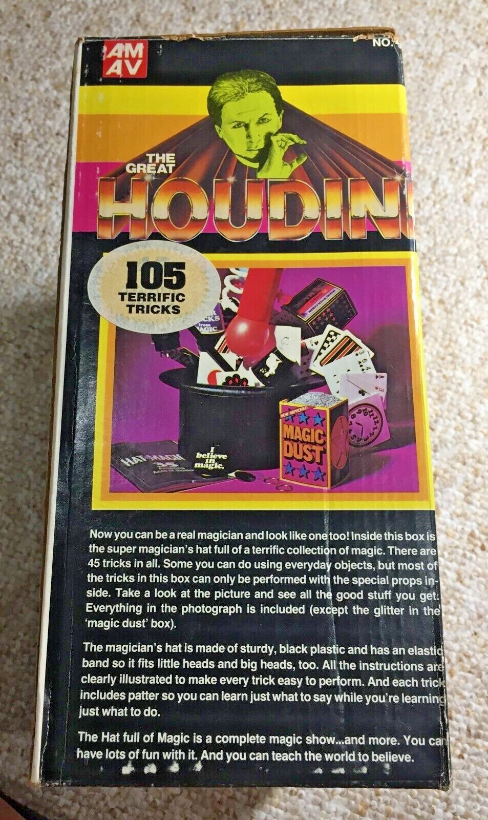 1987 The Great Houdini Hat Full Of Magic Toy Magic Set 105 No 952 AMAV ...