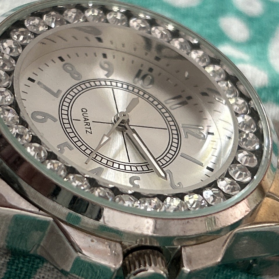 Unbranded Silver Tone Rhinestone Bezel Quartz Watch | eBay
