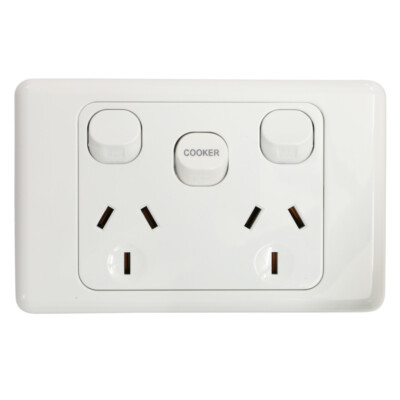 Double Power Point GPO with COOKER as extra switch - 35AMP EXTRA SWITCH ...